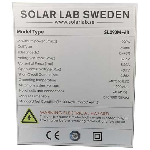 solcell 290W monokristallin, 24V